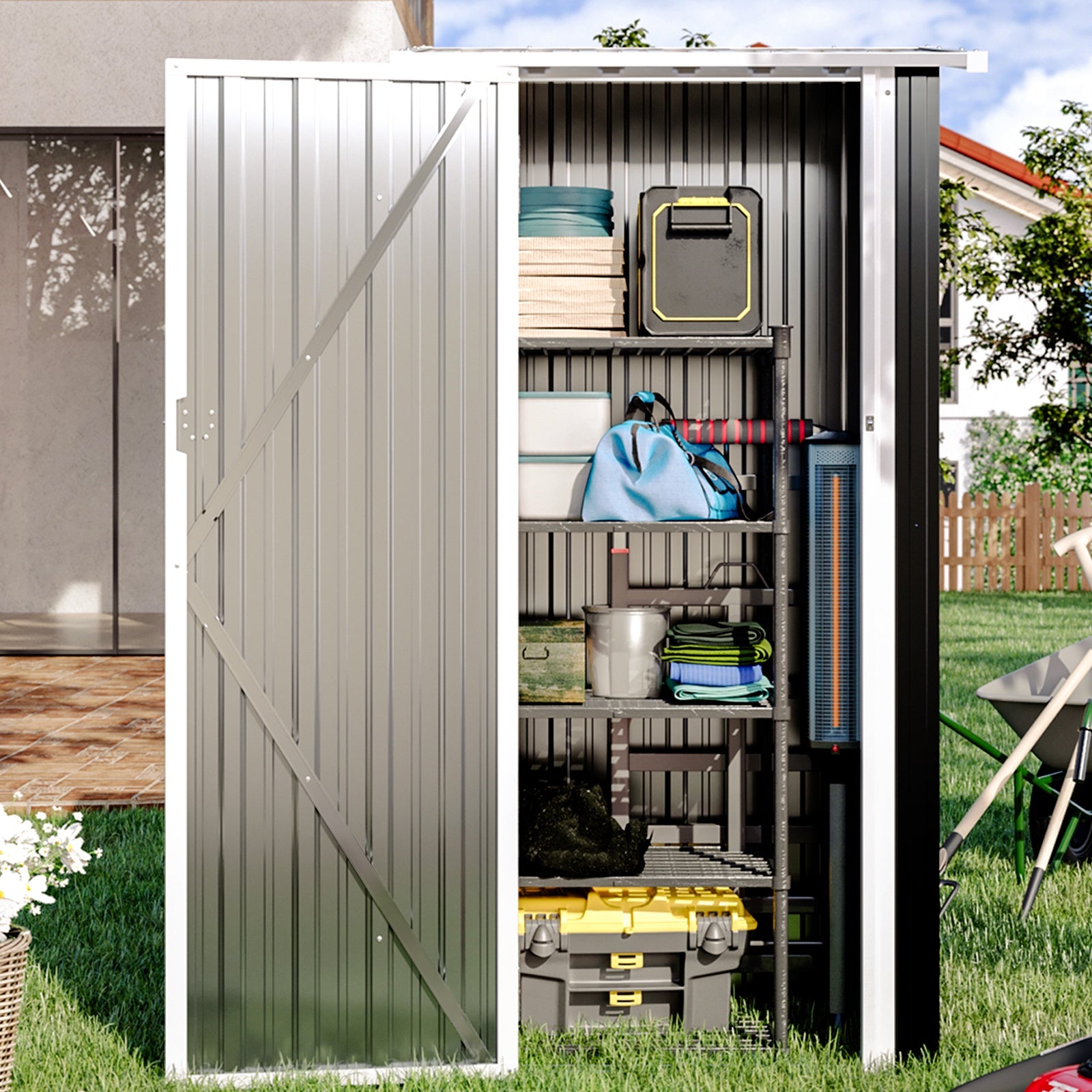 3'x3' Small Metal Storage Shed, Storage with Lockable Doors, Garden Sh